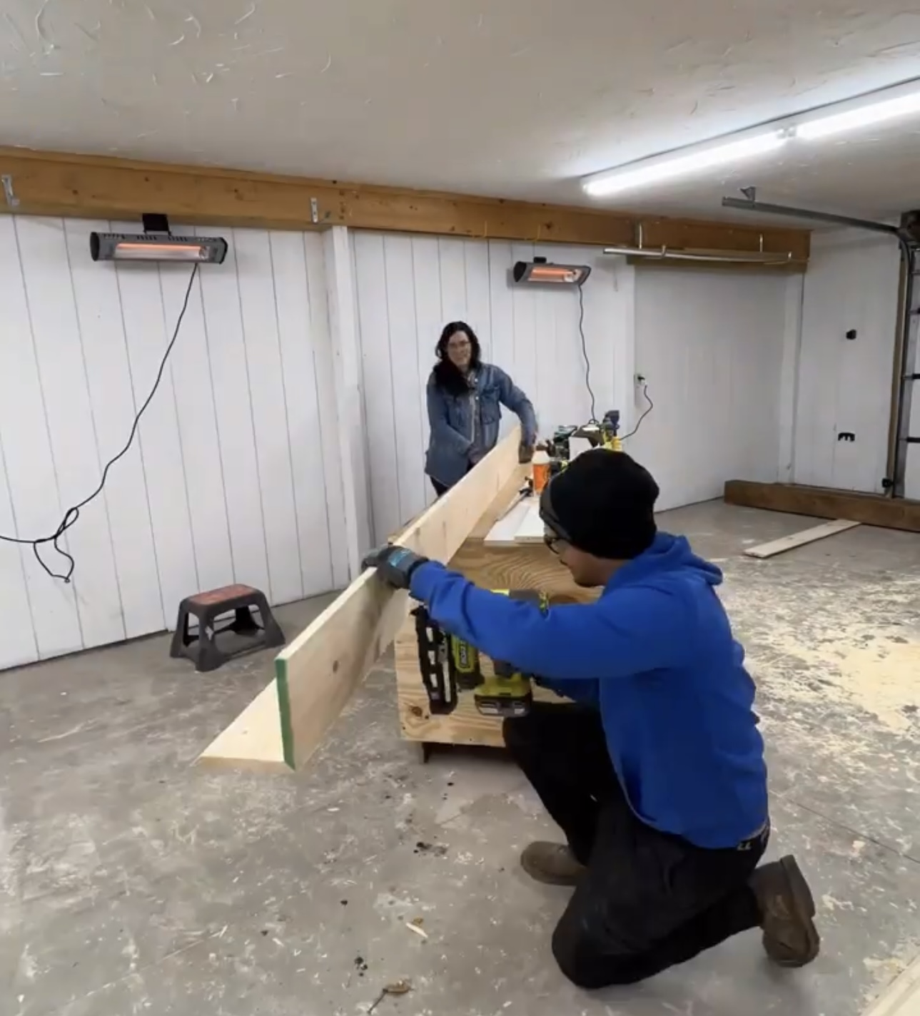 DIY Faux Wood Beams for Living Room Ceiling - Newbuild Newlyweds