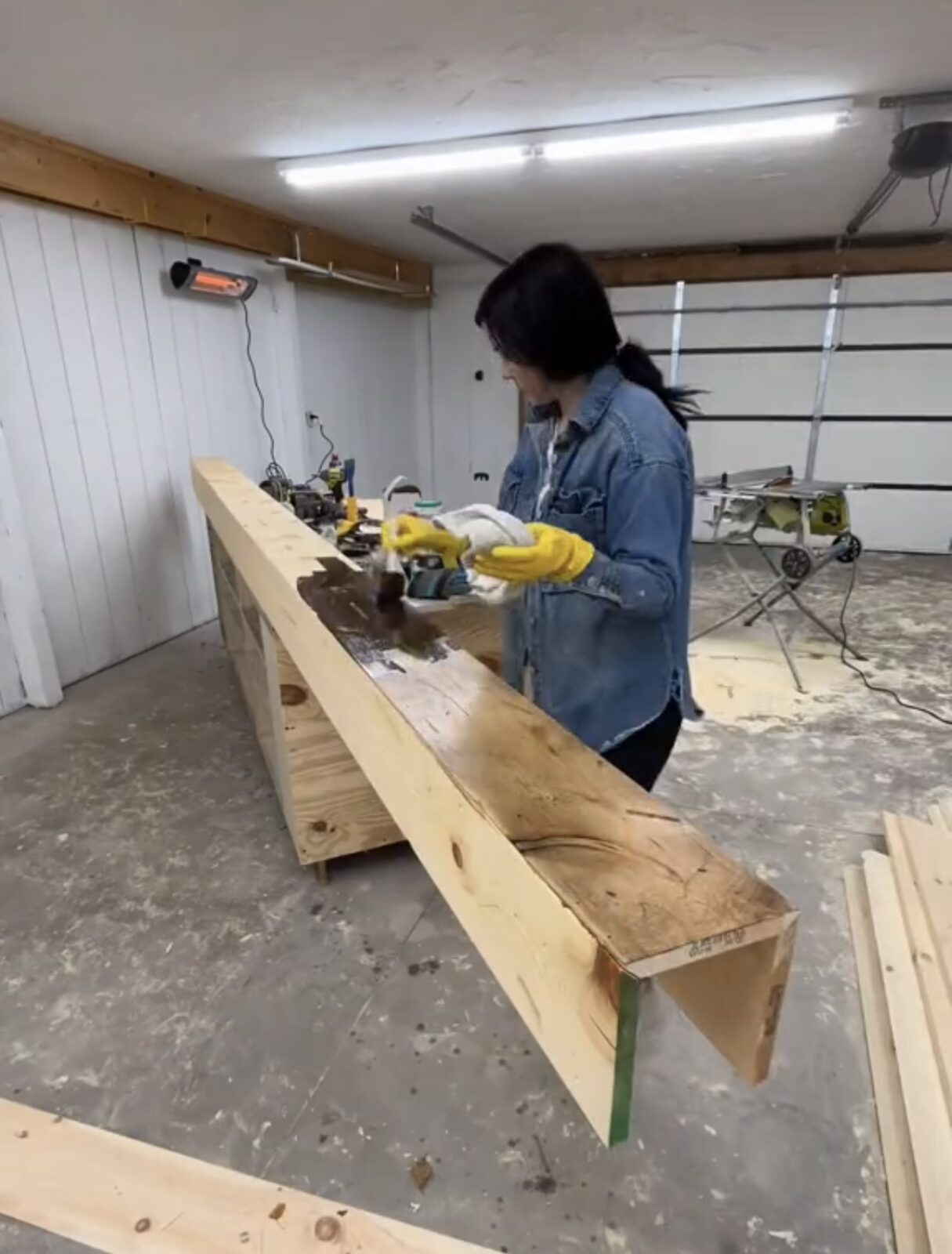 DIY Faux Wood Beams for Living Room Ceiling - Newbuild Newlyweds