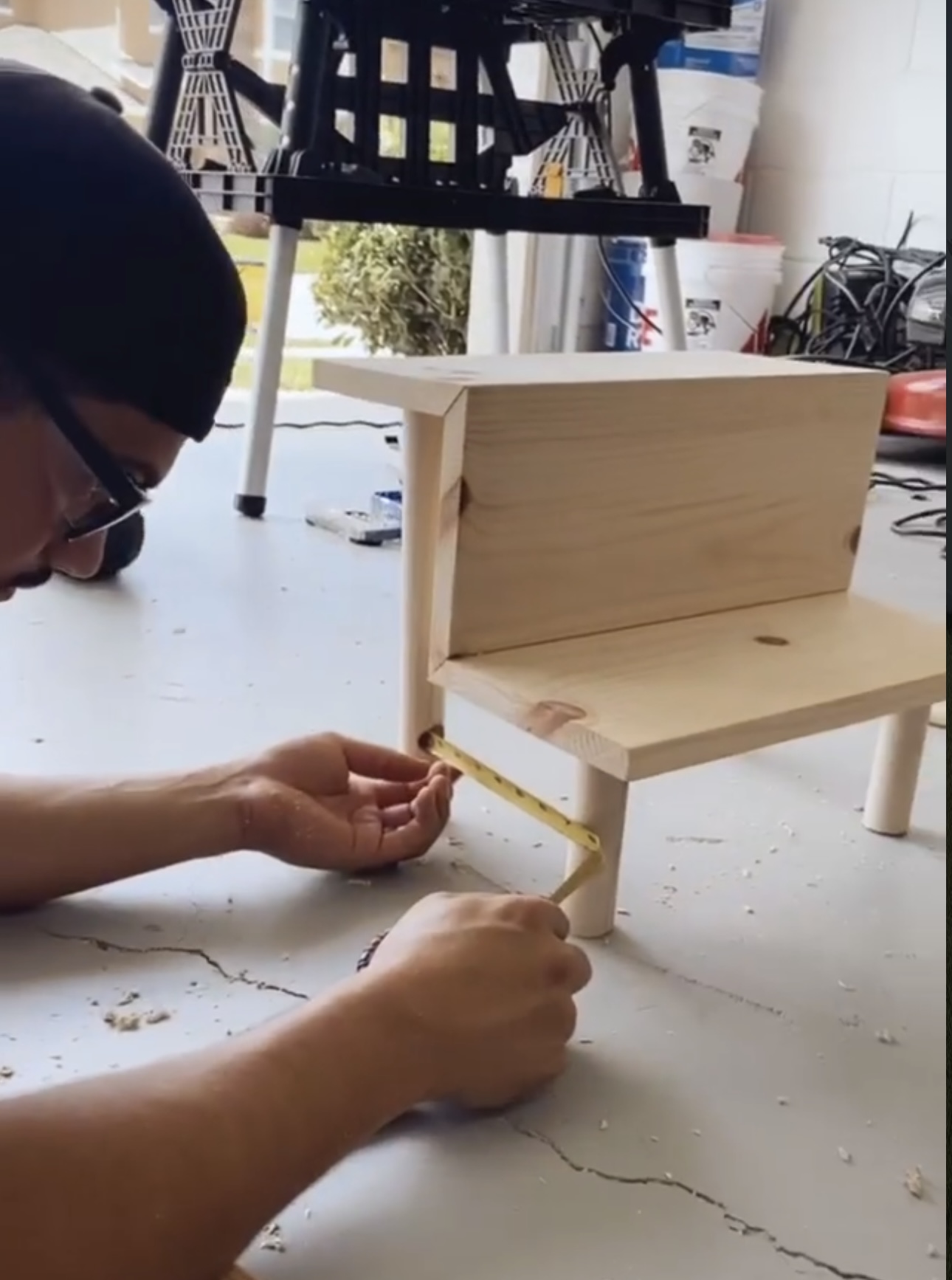 DIY Serena & Lily Teak Step Stool Dupe - Newbuild Newlyweds