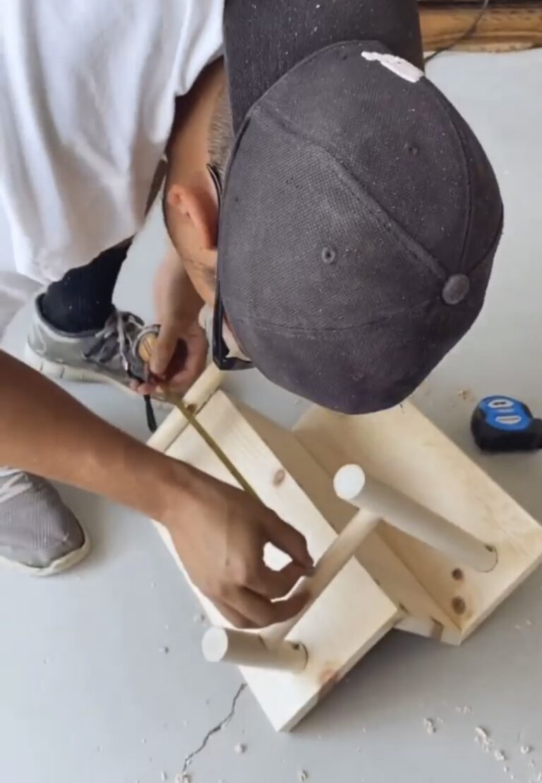 DIY Serena & Lily Teak Step Stool Dupe - Newbuild Newlyweds